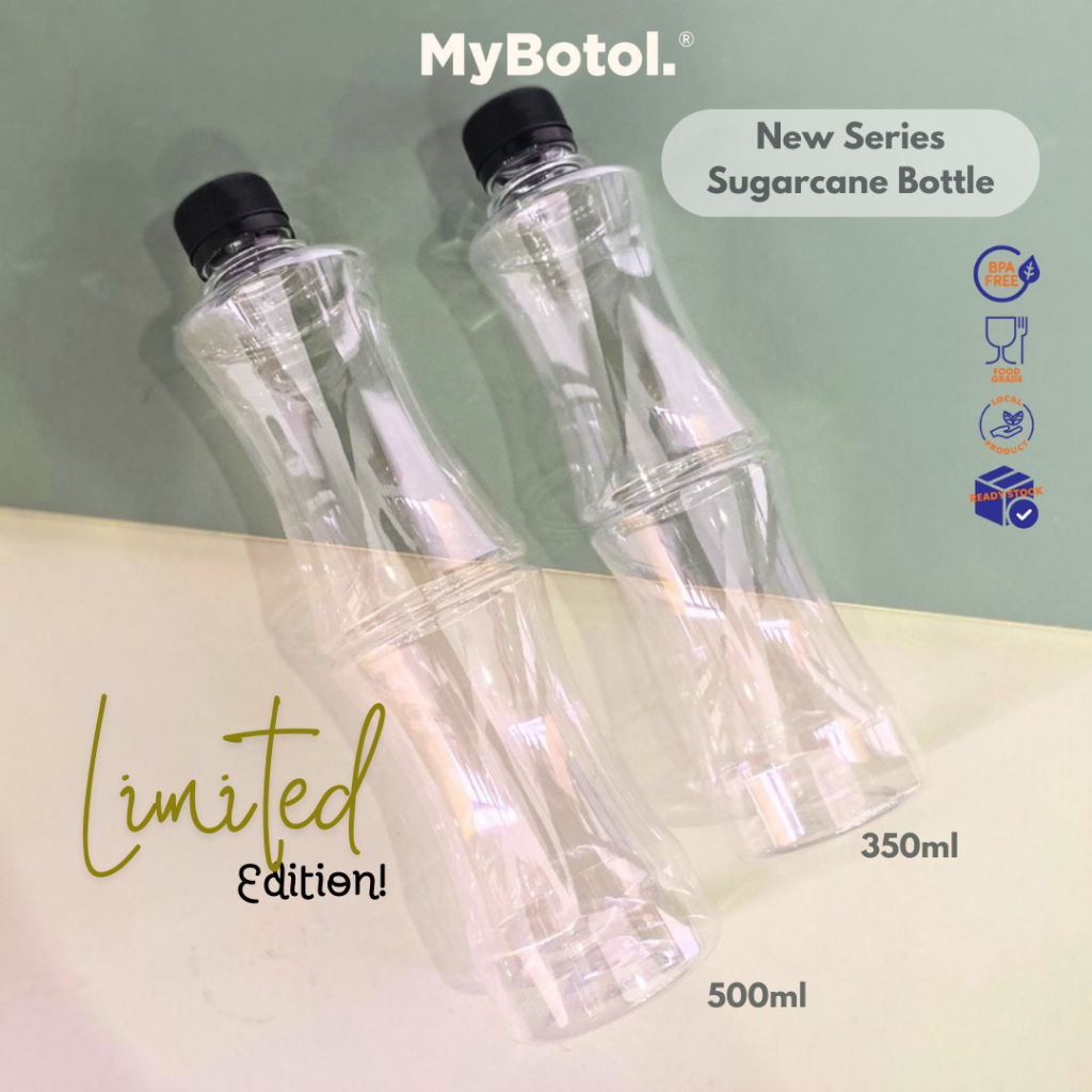 [mybotol] NEW BOTOL PLASTIK KOSONG SUGARCANE SHAPE| BOTOL TEBU | 350ML ...