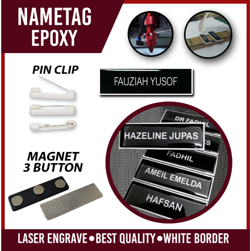 NAME TAG PIN & NAME TAG MAGNET EPOXY FAST SHIIPPING | Shopee Malaysia
