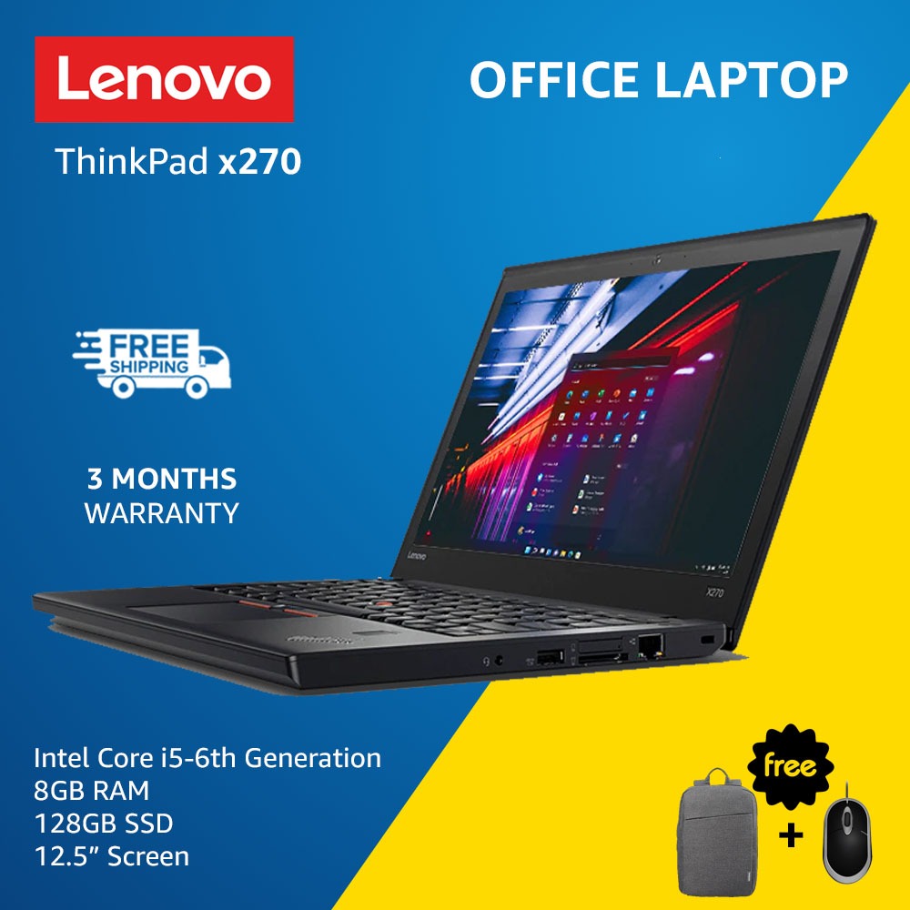 Lenovo ThinkPad x270 i5-6th Gen Upto 8GB RAM 128GB SSD Windows 10 Pro ...