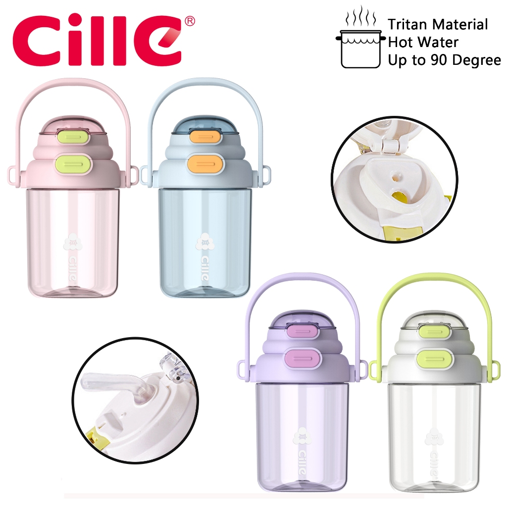 Cille 560ml Double Layer Cap Portable Strap Leakproof Tritan BPA-Free Water Bottle | Shopee Malaysia