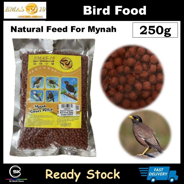 EMAS 10 Tiong Mas/Mynah Bird Food - 250gram (Makanan Burung) | Shopee ...