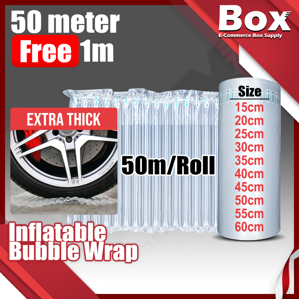 Inflatable Air Bubble Wrap 50m FREE 1m High Quality Bubble Wrap Protective Bubble Tube Pack 气柱袋 ...