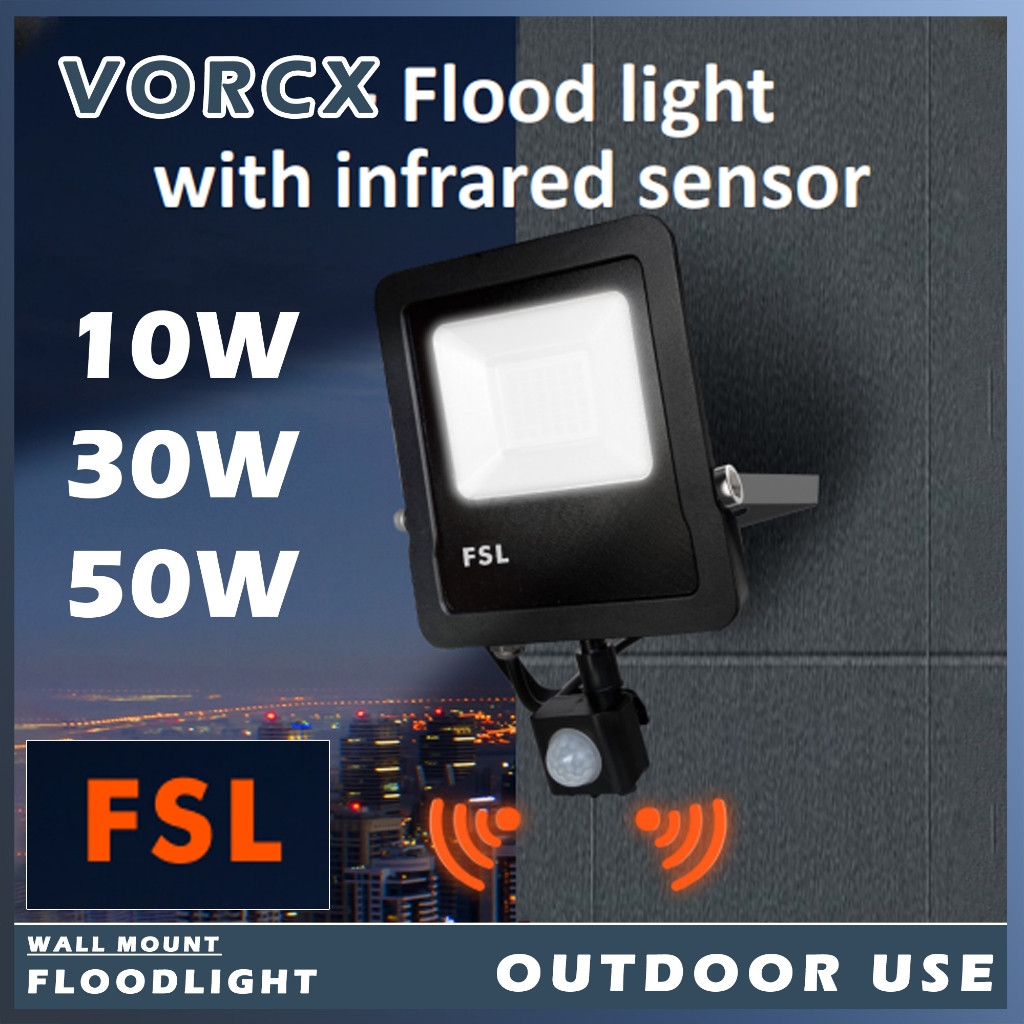 FSL Motion Sensor Floodlight 10W 30W 50W | Shopee Malaysia