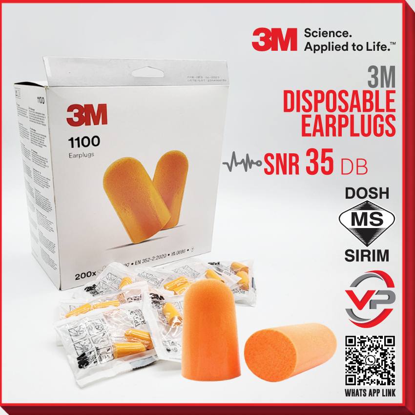 3M™ 1100 1110 SOFT FOAM DISPOSABLE EARPLUGS CORDED UNCORDED EARPLUGS SNR 35 dB/SLEEPING & TRAVEL ...