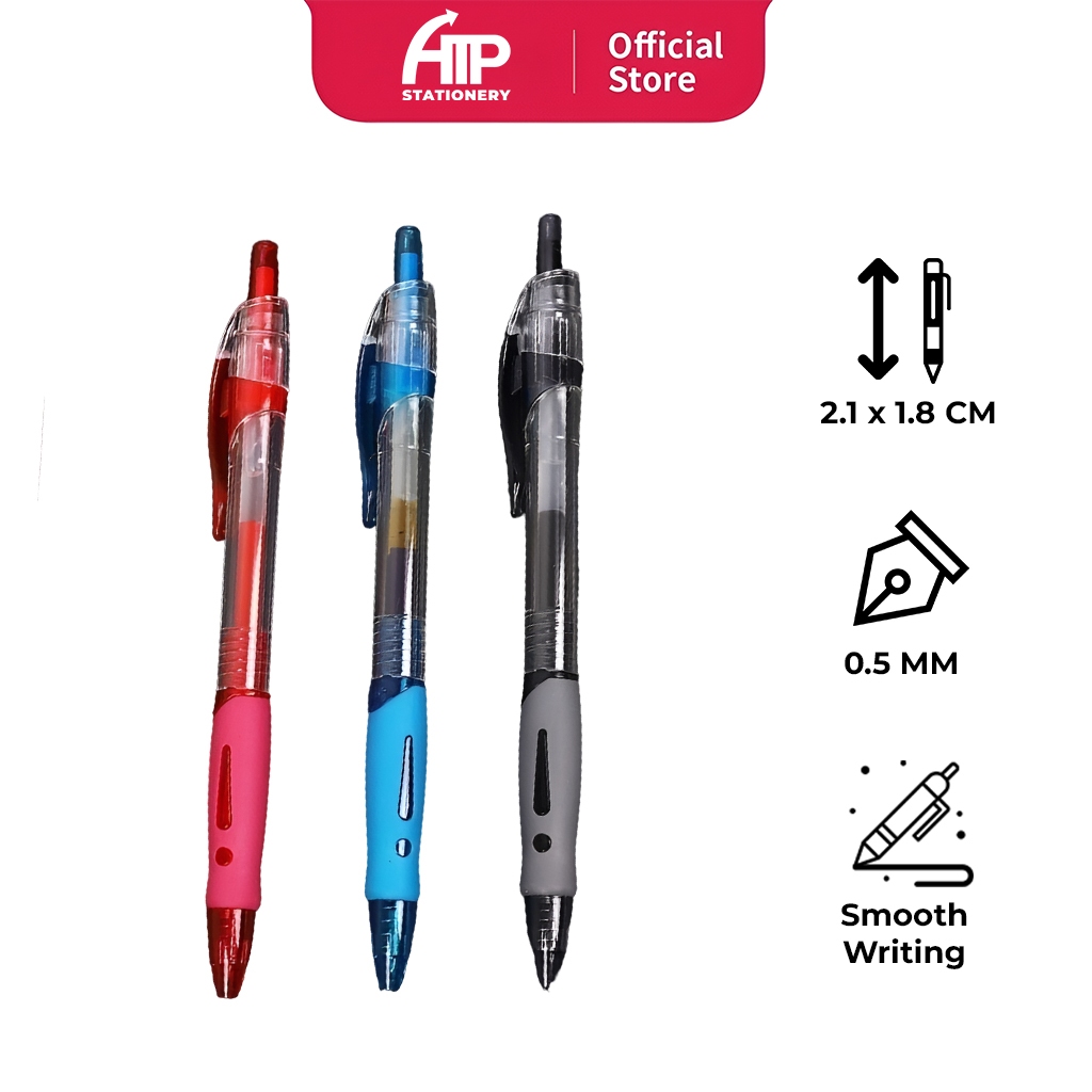 Classic Gel Pen 1008 Black Blue Red Ink 0.5mm Tulis Dengan Lancar Dry ...