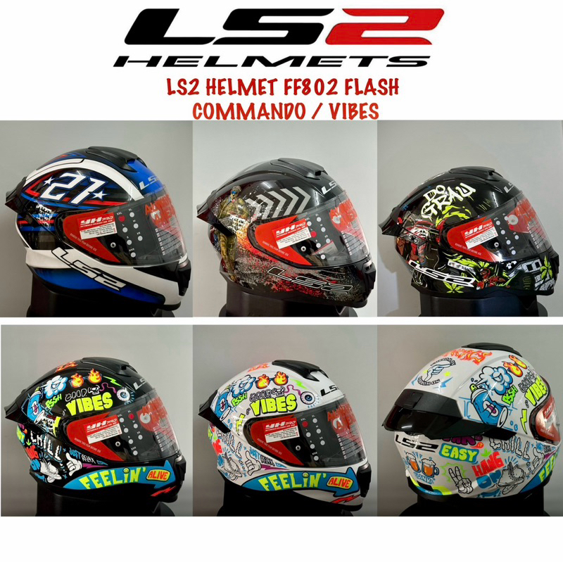 LS2 HELMET FF802 FLASH VIBES / COMMANDO FULL FACE | Shopee Malaysia