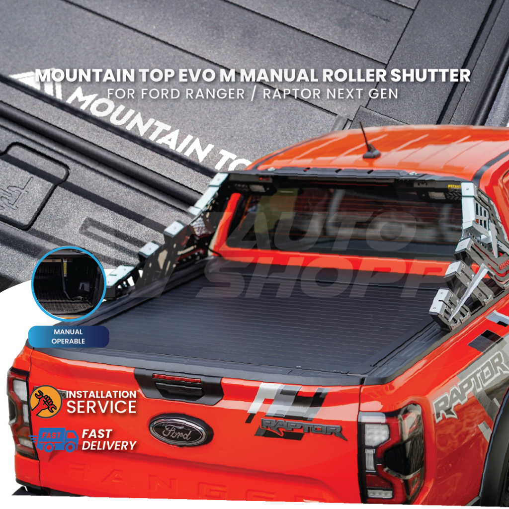 MOUNTAIN TOP EVOM MANUAL ROLLER SHUTTER TONNEU COVER FOR FORD RANGER ...