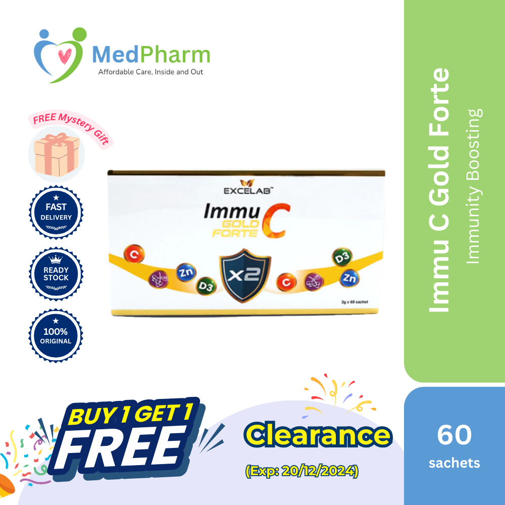 [BUY 1 FREE 1] EXCELAB Immu C Gold Forte 1000MG Vitamin C (3gx 60 ...