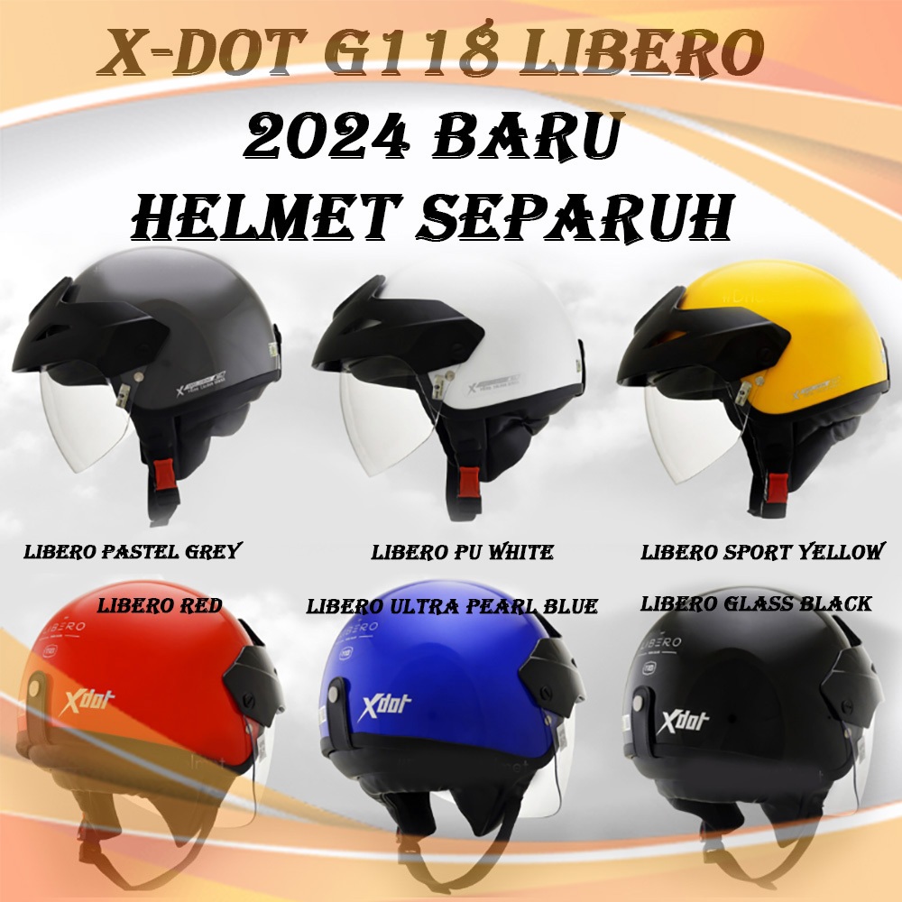 [SIRIM APPROVED] X-DOT G118 Libero Plain Half Helmet Cruiser Topi ...