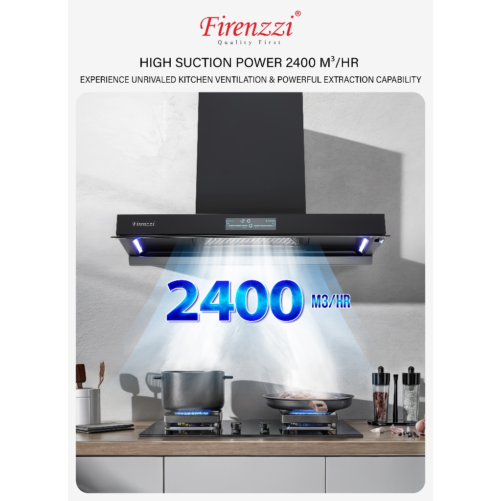 Firenzzi Designer Hood 2400m3/hr Super High Suction Power FCH-9468 ACX ...