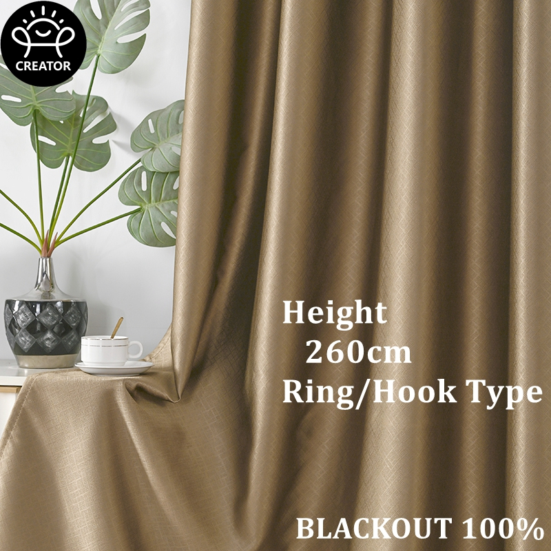 [SOLD] Gold Brown 260cm labuh 100% Full Blackout Langsir window curtain ...