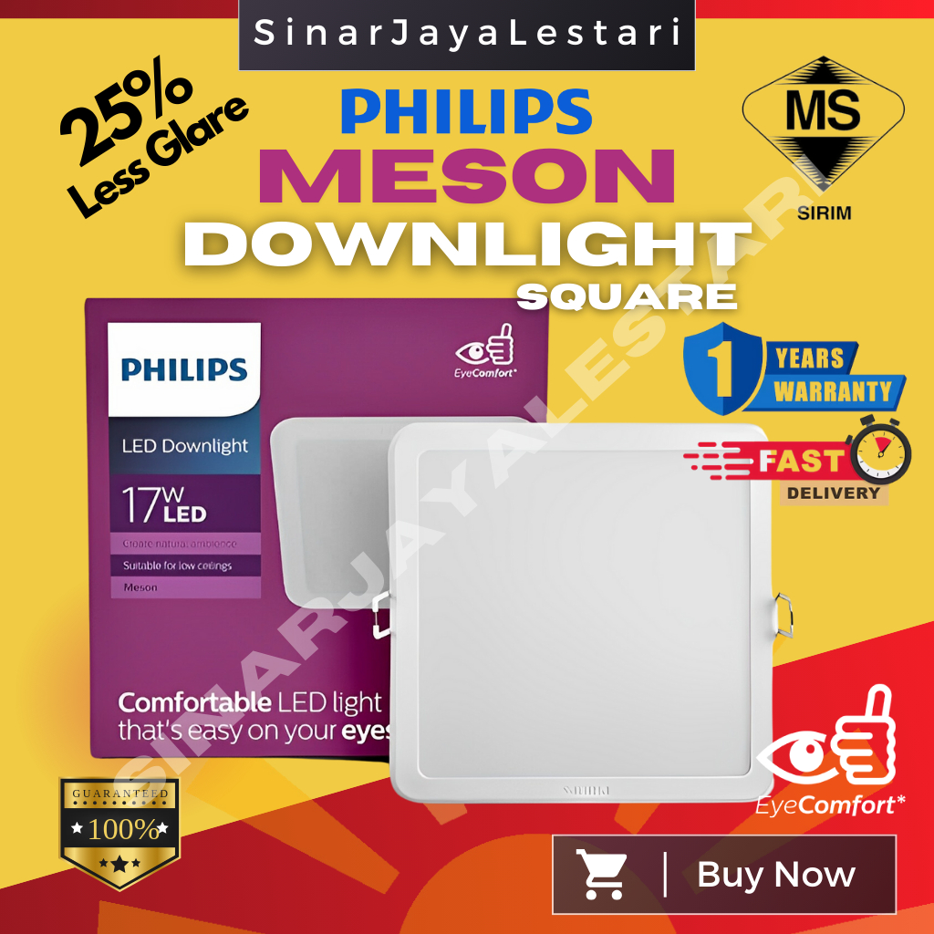 PHILIPS LED Downlight Meson SQUARE 4" 5” 6” 9W 13W 17W Ceiling Light ...