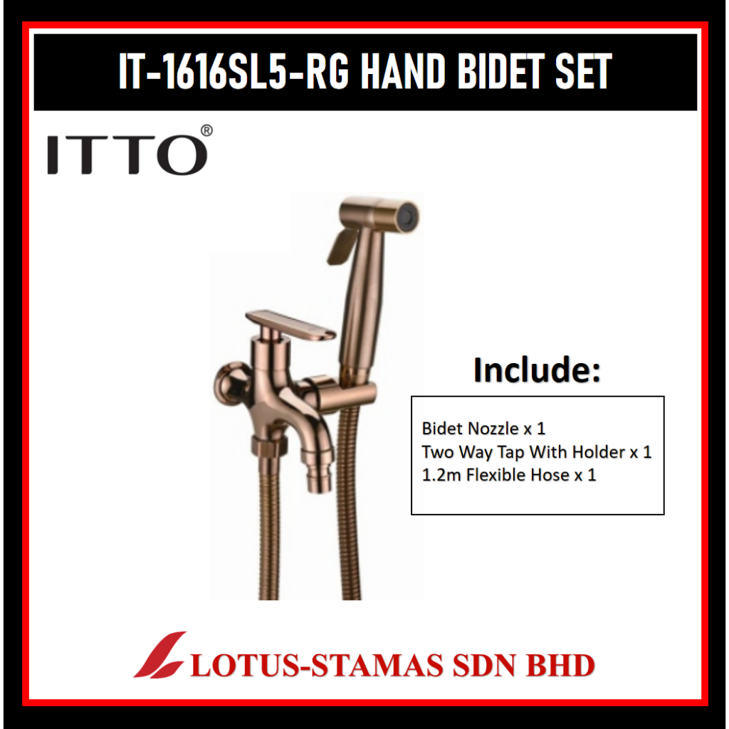 ITTO SOLID BRASS ROSE GOLD HAND BIDET HAND SPRAY SET WITH TWO WAY WALL ...
