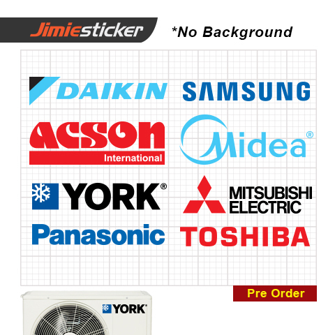 Sticker Aircond, Daikin, Acson, York, Midea, Vinyl Cutting | Shopee ...
