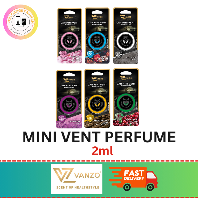 Vanzo Car Mini Vent Perfume (2ml) - Cool Ice, Lavender, Flora Blossom ...