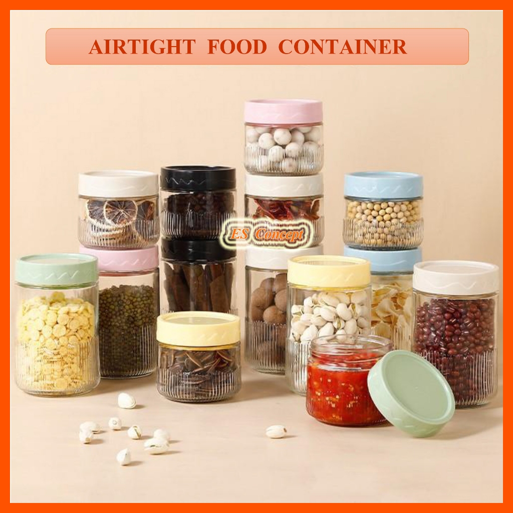 Airtight glass food container Airtight glass jar Glass food container ...