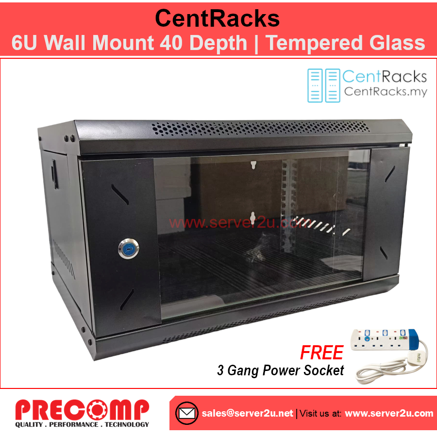 CentRacks 6U (40cm x 30cm x 53cm) Wall Mount Server Rack (Free 13Amp ...
