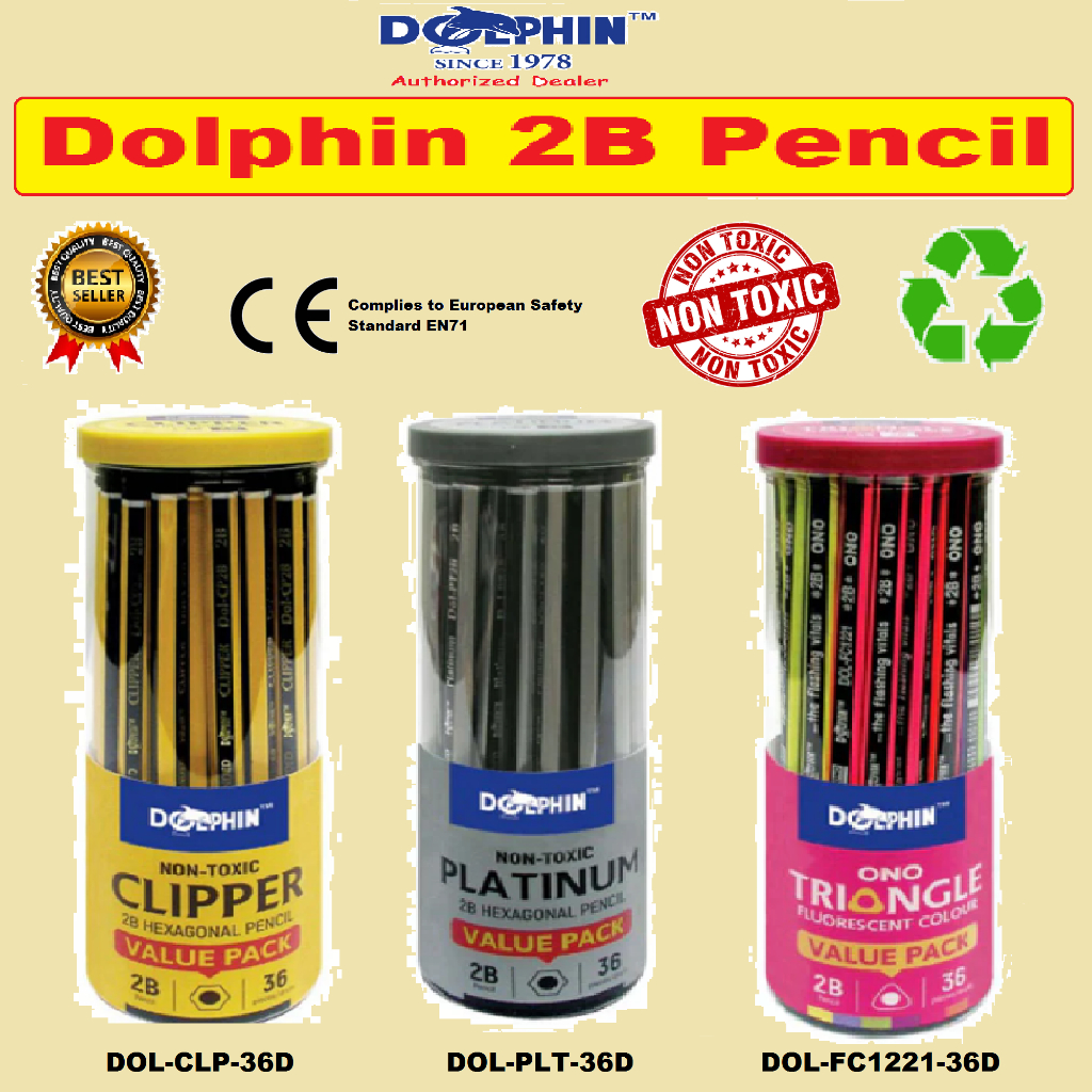 Dolphin 2B Pencil Clipper/ Plaltinum/ ONO/ (36pcs/ drum) No Toxic Non ...