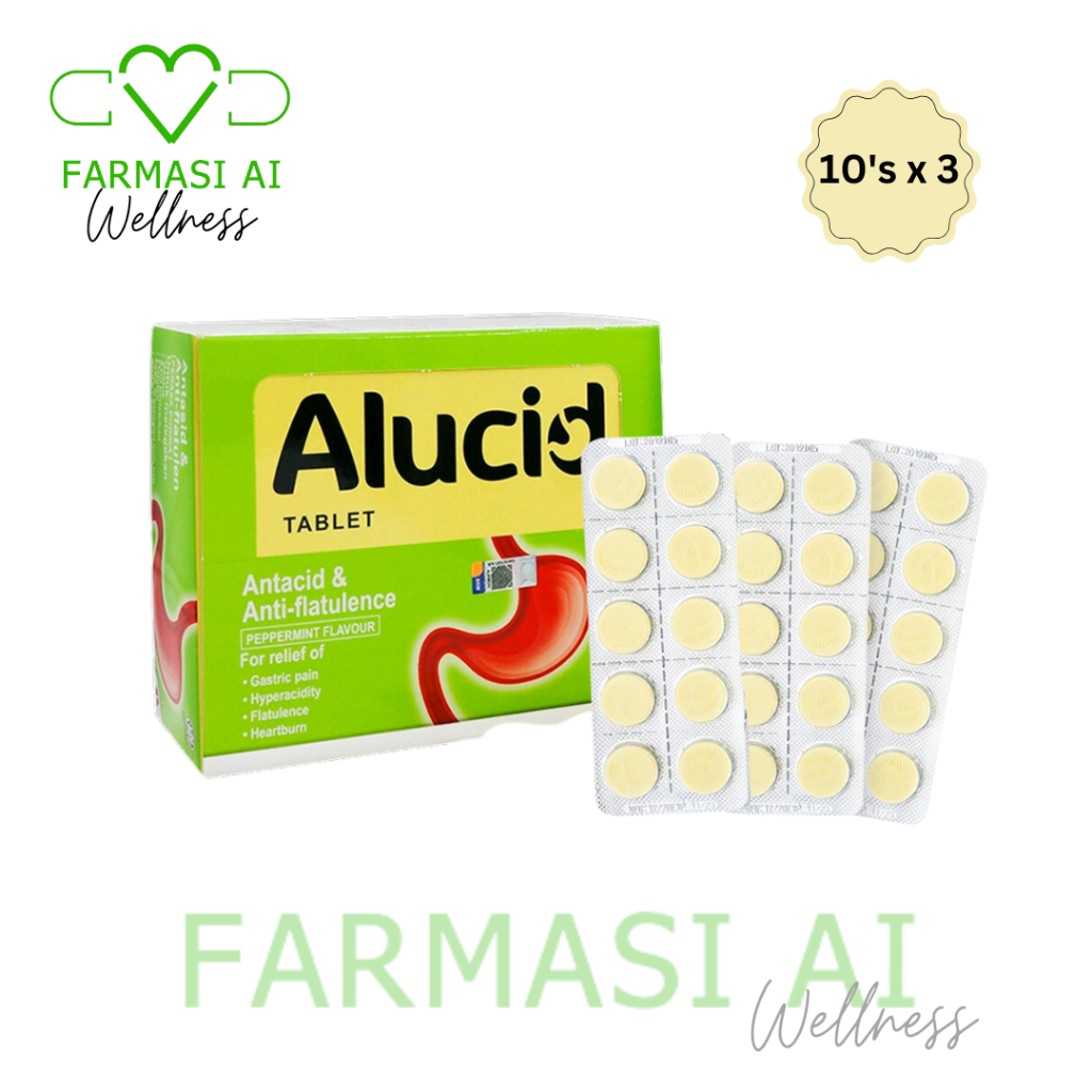 Alucid Tablet Antacid & Anti-Flatulence 10's x 3 Strips (Exp Date: 11/ ...