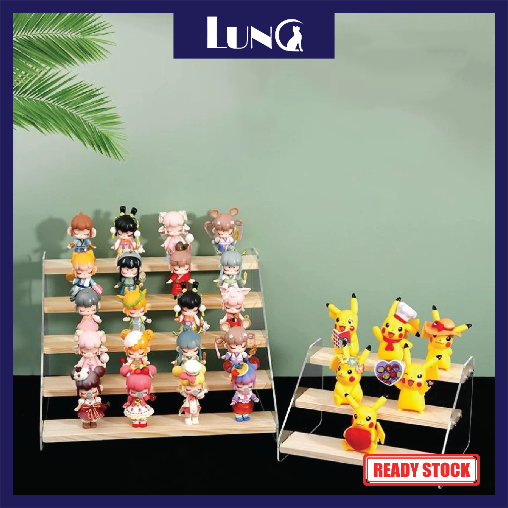 Multi-layer Trapezoidal Rack Cosmetics Wooden Display Acrylic Storage ...