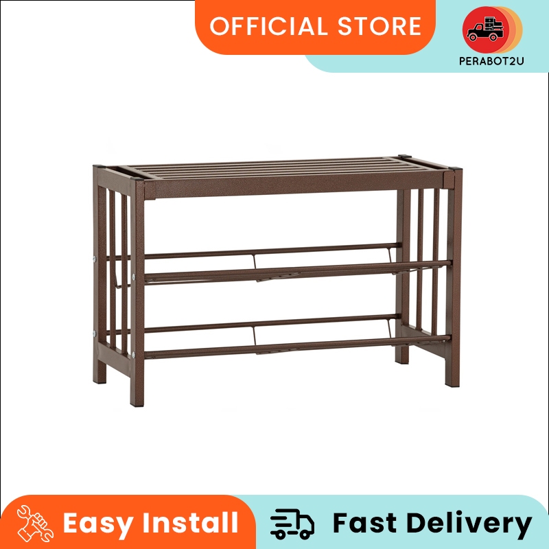 P2U Myka shoe rack with bench in Copper colour/ Rak Kasut Besi /Ringkas ...