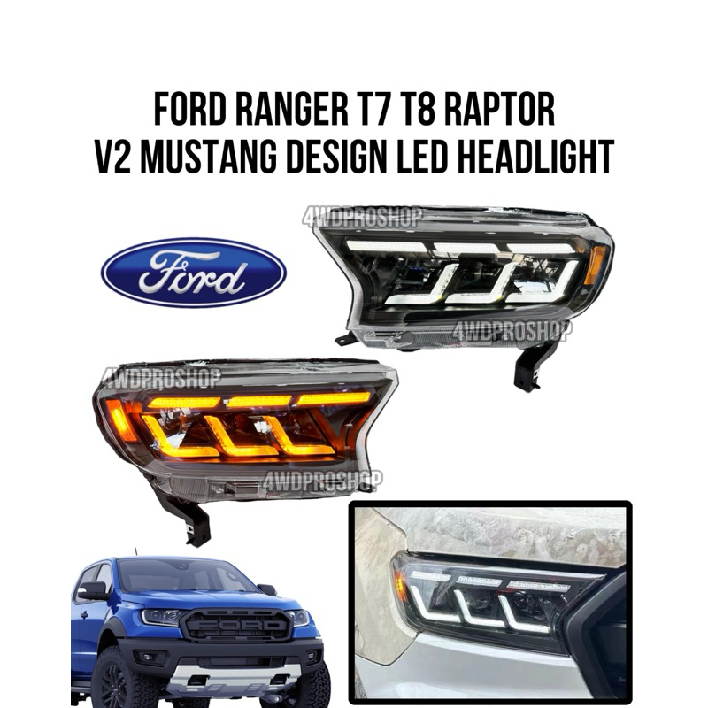 Ford Ranger T7 T8 Raptor 3 Projector Headlight LED Headlamp mustang ...