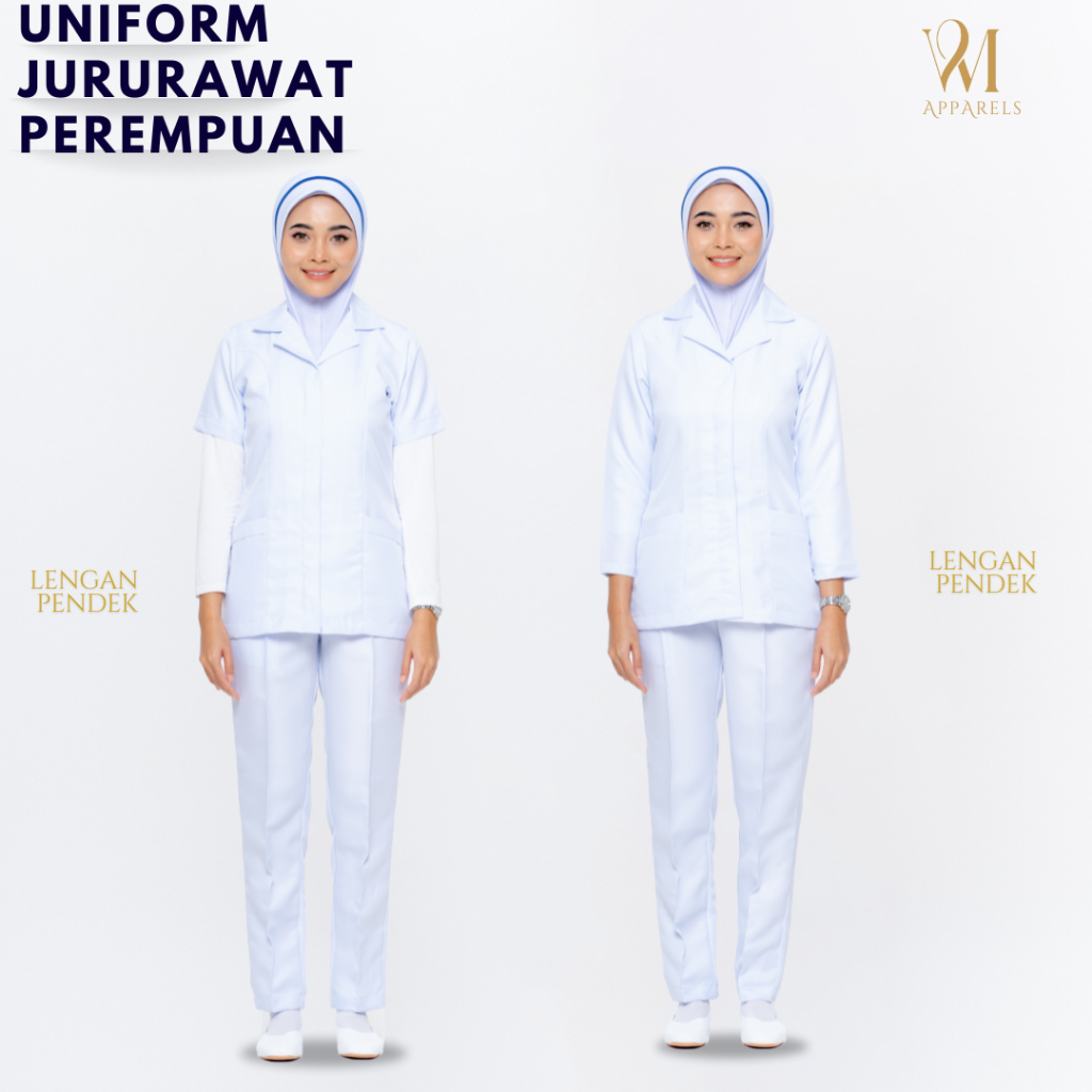 UNIFORM JURURAWAT PEREMPUAN (HIDDEN ZIP) LENGAN PANJANG &PENDEK ...