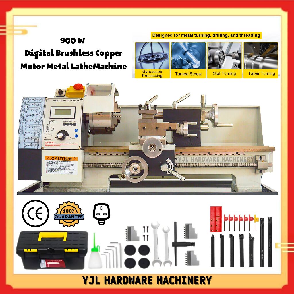 YJL- 900 WATT New Upgrade Brushless Motor Mini Lathe Digital Display ...