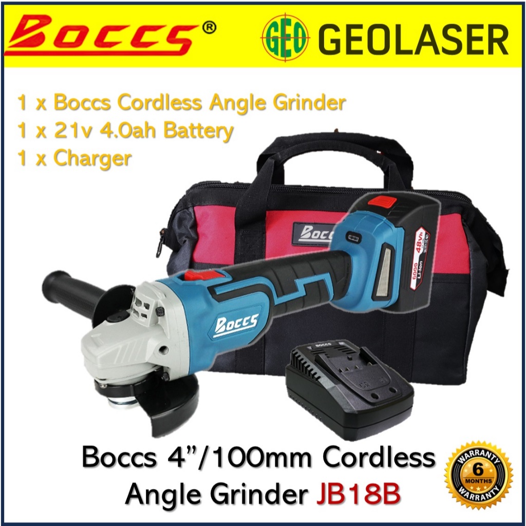 BOCCS 21V CORDLESS ANGLE GRINDER 4"/100MM SINGLE BATTERY SET JB18 JB18B ...