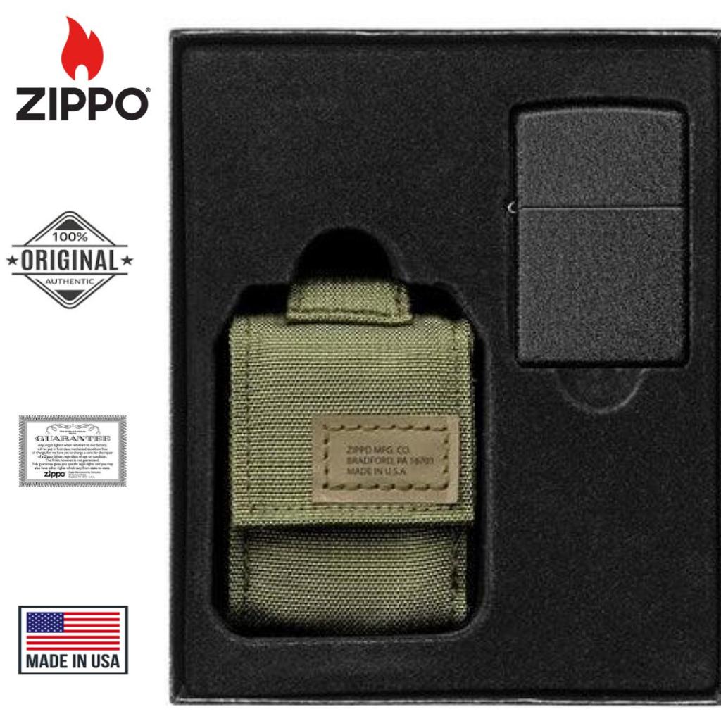 Zippo Tactical Pouch and Black Crackle® Windproof Lighter Gift Set ...