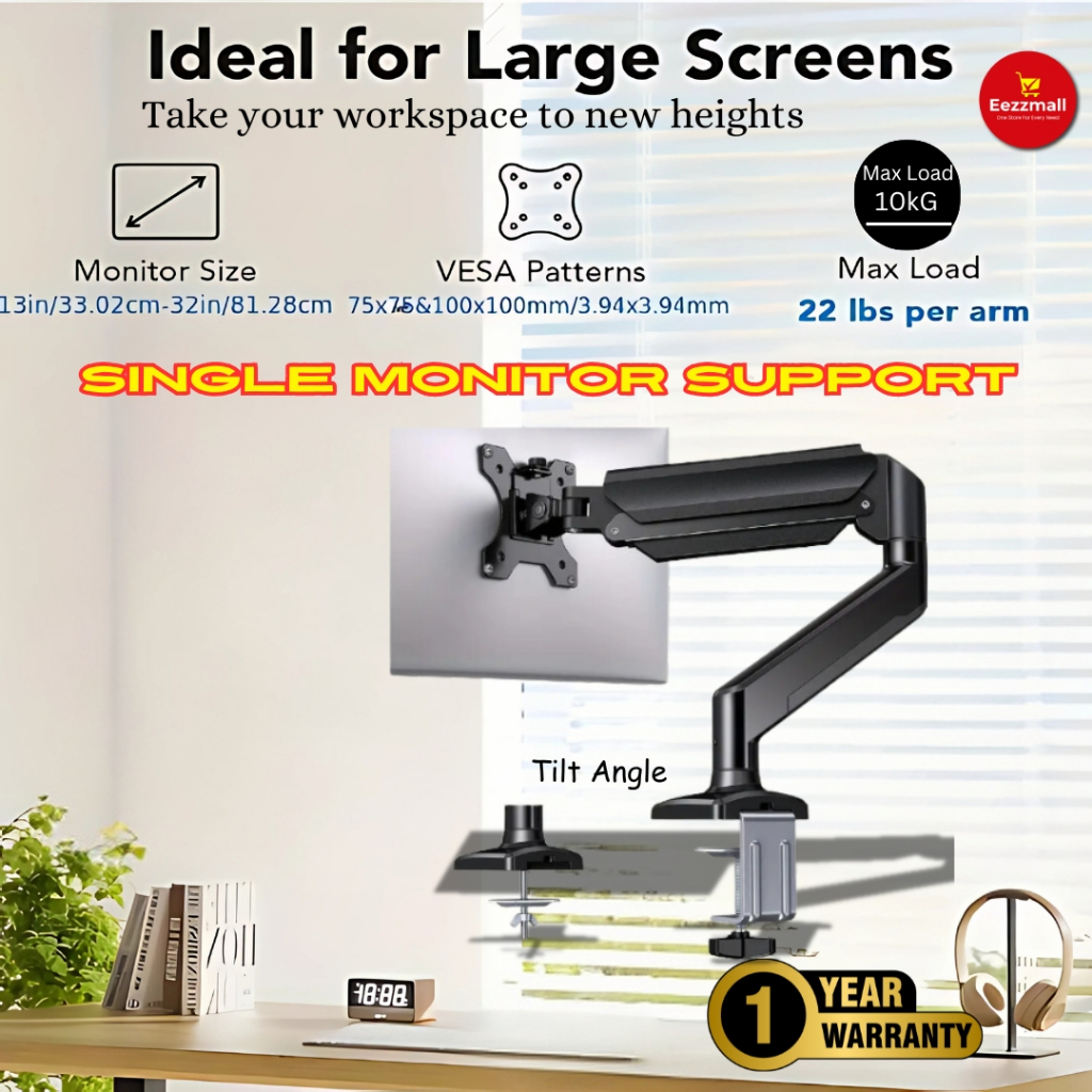 Single Arm for Monitor Up to 9.98KG Weight Capacity, Height Adjustable ...
