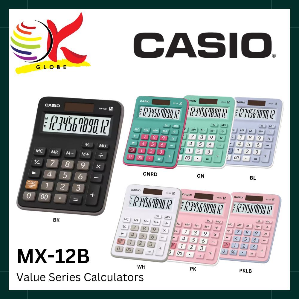 CASIO MX-12B MINI DESK TYPE PRACTICAL CALCULATOR WITH 12 DIGITS, EXTRA LARGE DISPLAY AND SOLAR ...