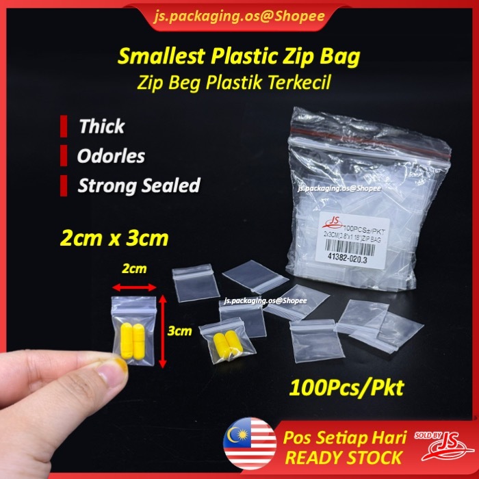 2cm X 3cm Smallest Plastic Zip Bag Transparent Zip Lock Beg Plastik Zip ...
