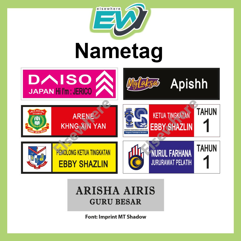 Name Tag Pin Plastic / Magnet Tag Nama Plastik Nametag Tanda Nama ...