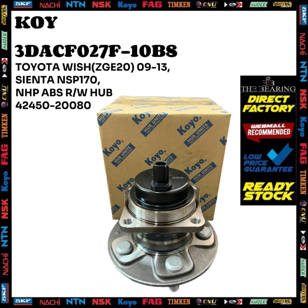 TOYOTA WISH (ZGE20)(09-13) SIENTA NSP170,NHP ABS REAR WHEEL | Shopee ...