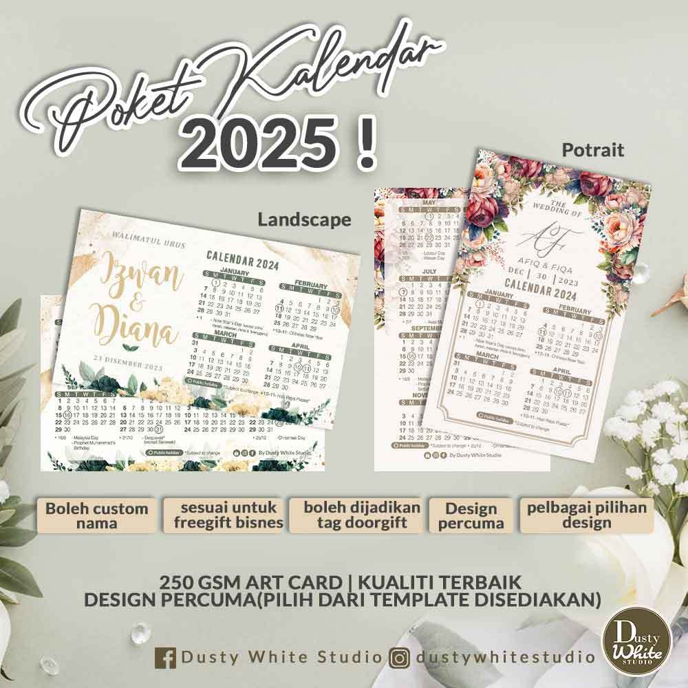 Poket Kalendar | Mini kalendar | Kalendar 2025 | Doorgift Kahwin ...