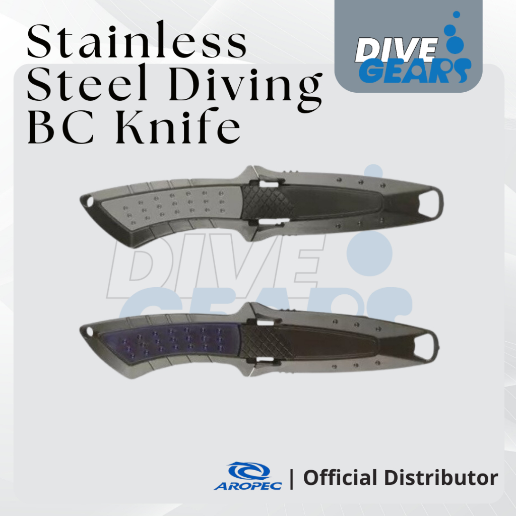 Aropec Stainless Steel Diving BC Knife with Hose adapter, Clip, Rope ...