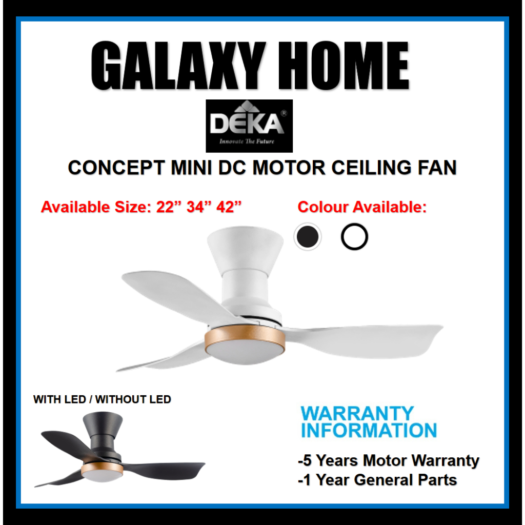 Deka Concept Mini 22" 34" 42" DC Motor Remote Control Ceiling Fan with ...