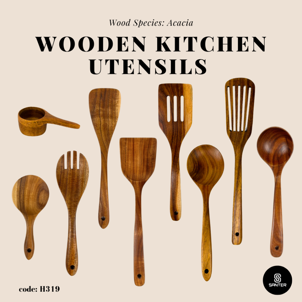 H319. Acacia Wood Wooden Kitchen Utensils / Rice Paddle / Frying ...
