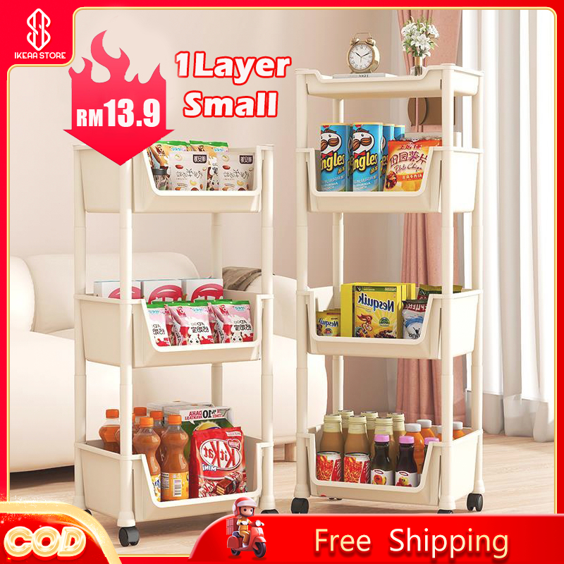 IKEA Storage Rack With Wheels Multi-Layer Book Shelf Multifunctional ...