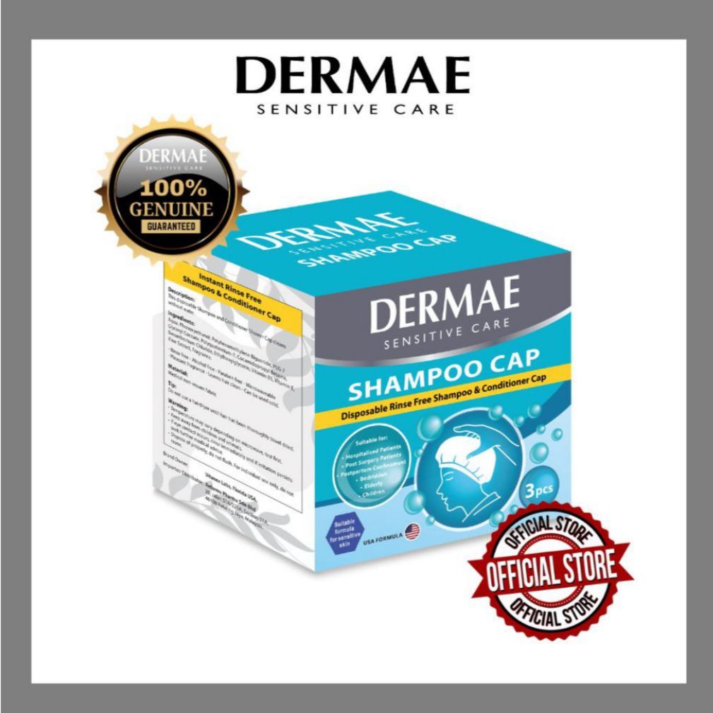DERMAE DISPOSABLE RINSE FREE SHAMPOO & CONDITIONER CAP (3pcs) | Shopee ...