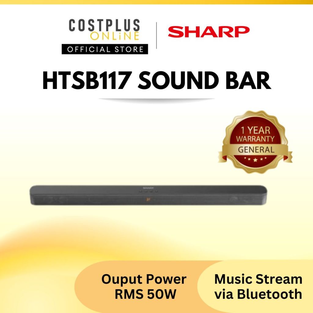 Sharp HTSB117 Home Theater Bluetooh Sound Bar Music Streaming USB ...