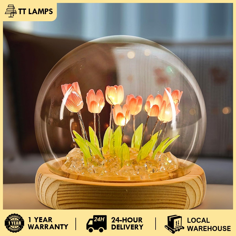 Tulip Flower Ornament Table Lamp 10PCS Night Light DIY Material LED Nightlight Bedside Battery ...