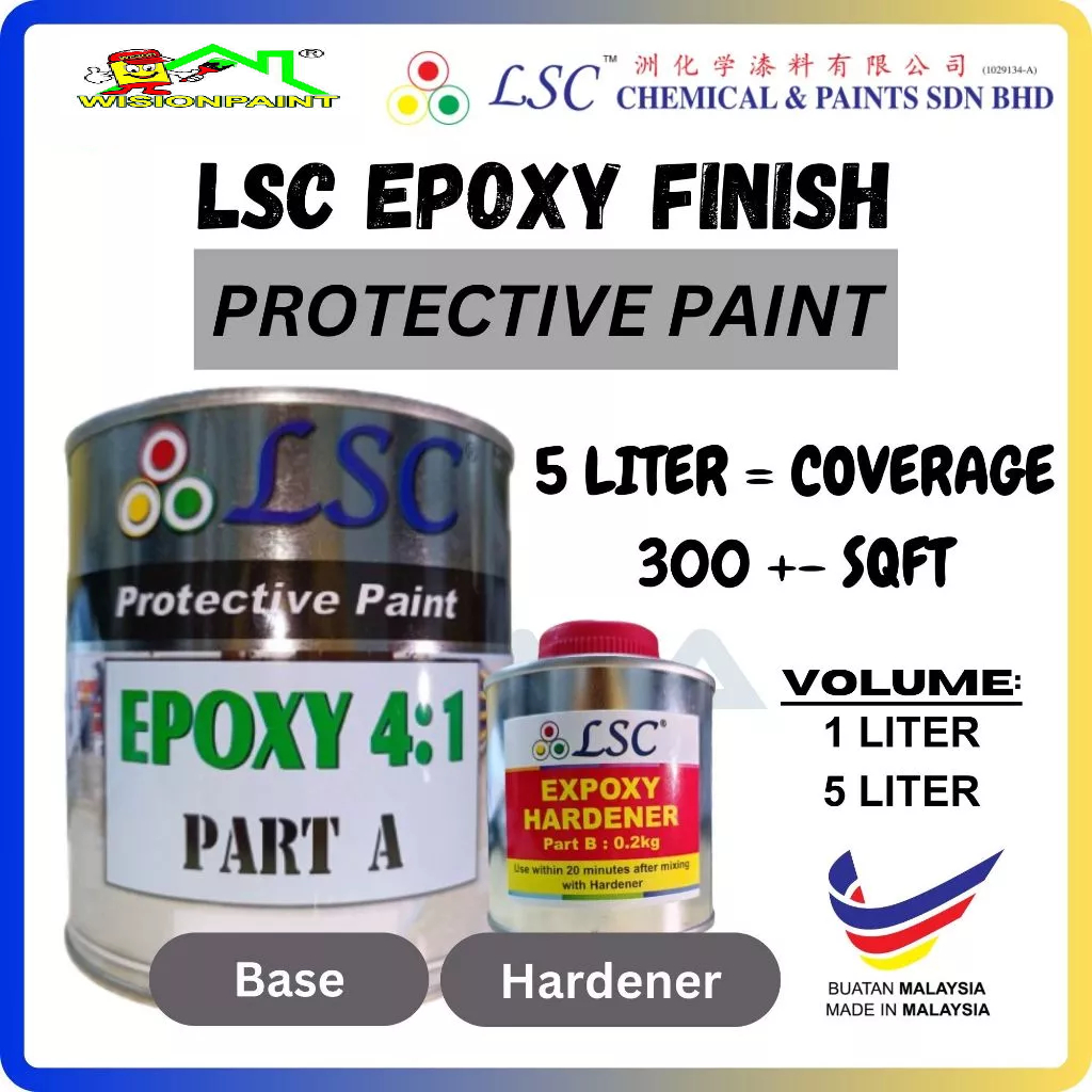 (5L) LSC EPOXY FINISH FLOOR PAINT TILES FLOOR PAINT WATERPROOF COATING ...