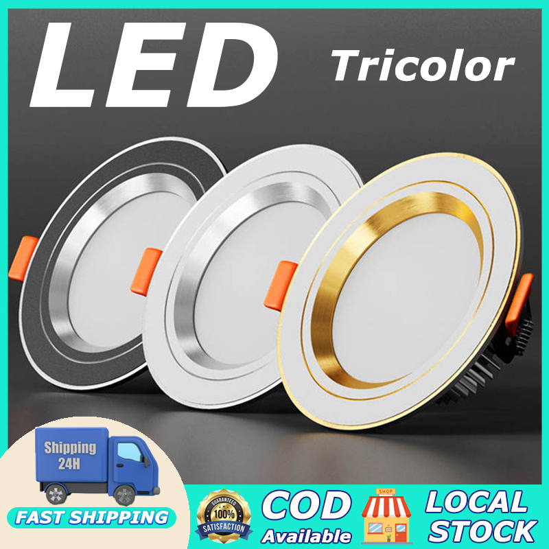 LED downlight 3 colors Pin Light Siling Rumah Down Light Led Siling ...