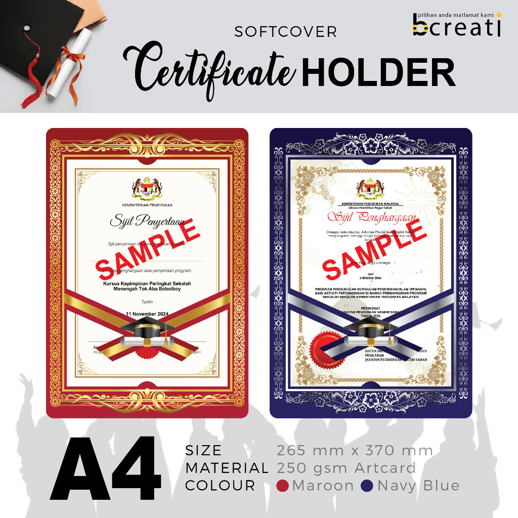 Folder Sijil Graduasi (A4)/ Graduation Certificate Folder/Certificate ...