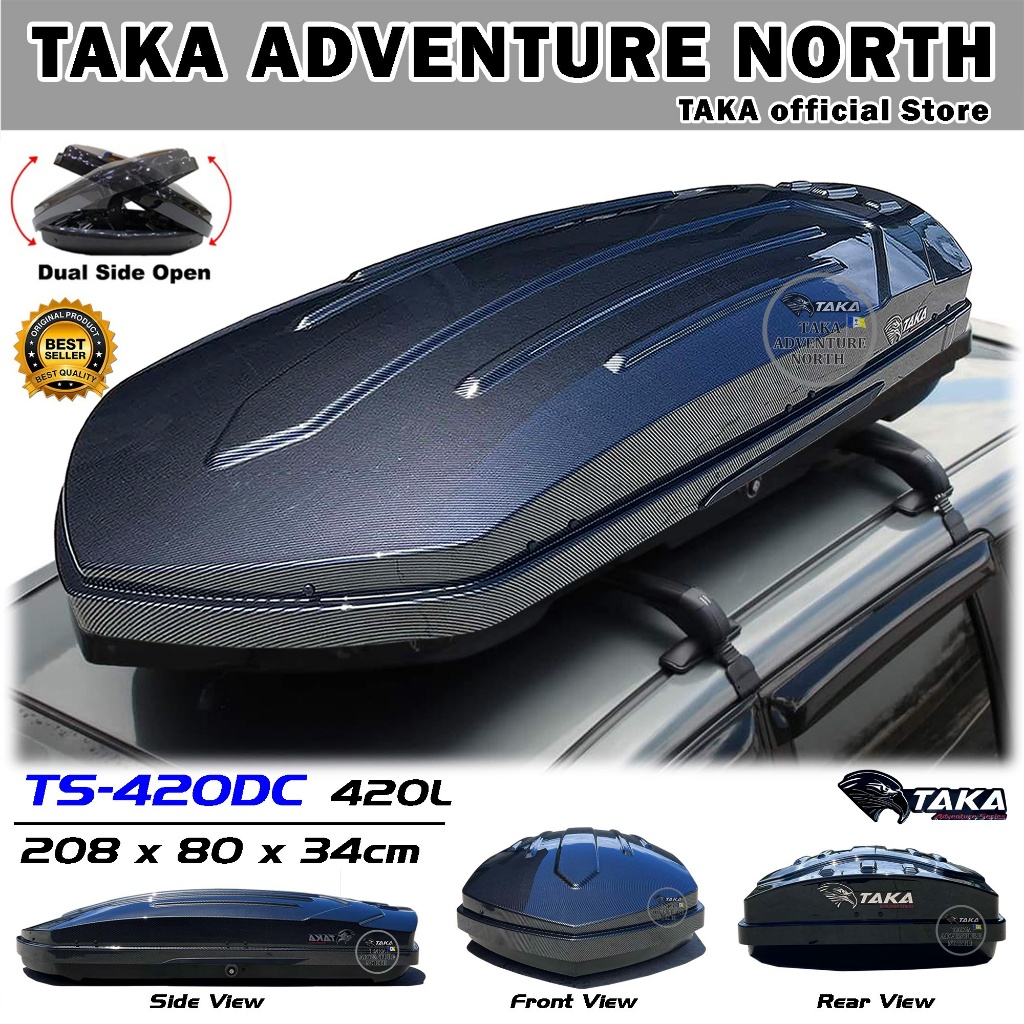 TAKA TS-420DC CARBON Car Roof Box [Adventure Series] [XL Size] [Carbon ...