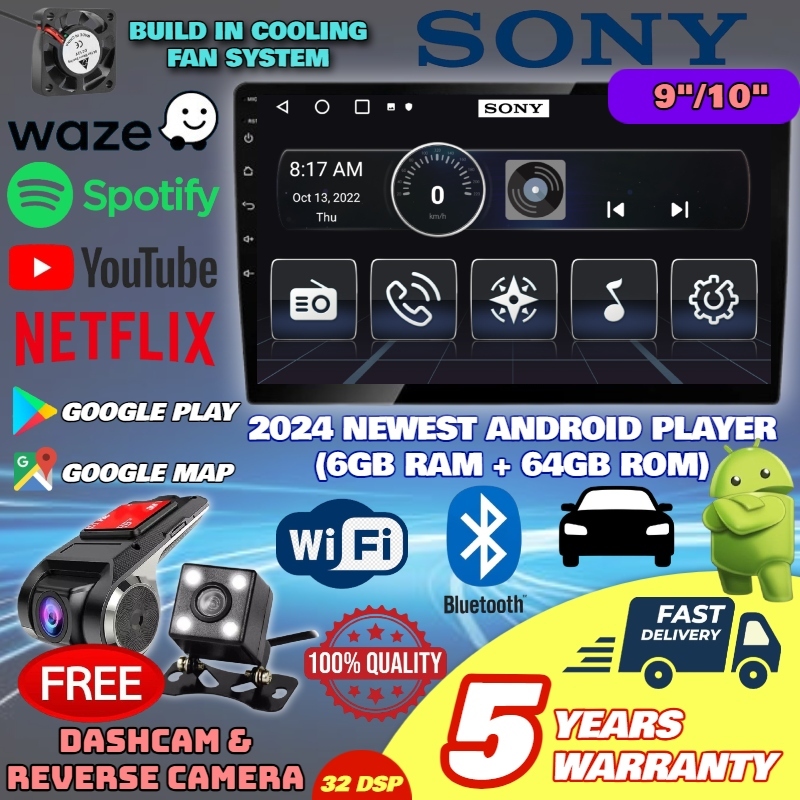 [6GB RAM+64GB ROM]2024 Newest Sony Style Android Player 9"10" inch Car Multimedia MP5 Player ...