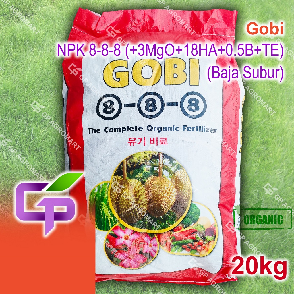 [ORGANIK] 20kg Baja Gobi NPK 8-8-8 (+3MgO+18HA+0.5B+TE) / Baja Humus ...