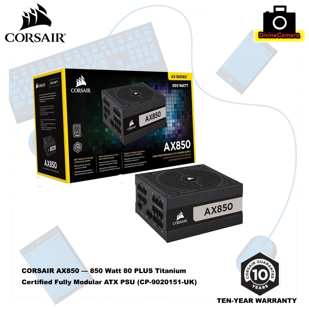CORSAIR AX850 — 850 Watt 80 PLUS Titanium Certified Fully Modular ATX ...
